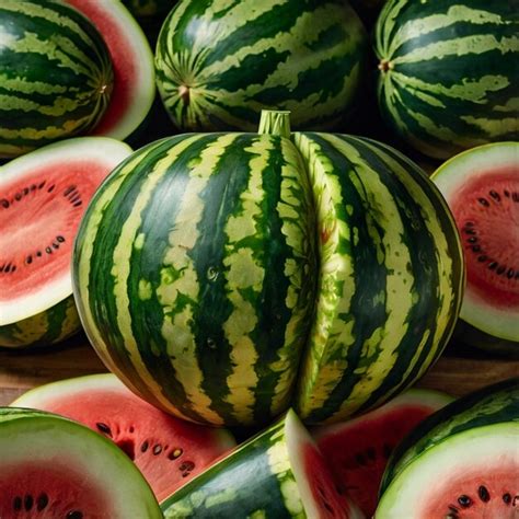 Premium Photo On The Wooden Table Round Sliced Green Striped Glossy