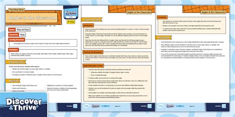 Angles In The Classroom Lesson Plan Fifth Class Twinkl
