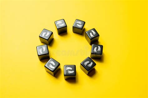 Moving In Circles Without End Circle Made Of Blocks With Footprints