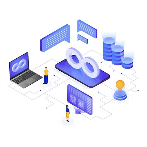 premium vector isometric flat illustration of devops development process