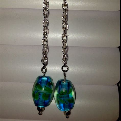 Glass Lampwork And Chain Earrings