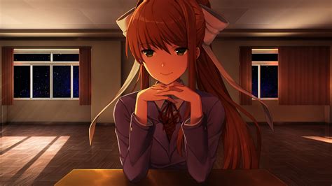 Monika Doki Doki Literature Club Doki Doki Literature Club Anime Girls Anime Redhead Long