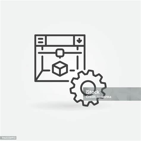 톱니바퀴 3d 프린터 벡터 인쇄 설정 개념 개요 아이콘 3차원 형태에 대한 스톡 벡터 아트 및 기타 이미지 3차원 형태 개념 개발 Istock