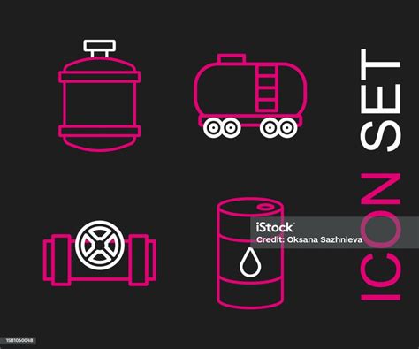 세트 라인 배럴 오일 금속 파이프 및 밸브 석유 철도 저수조 및 프로판 가스 탱크 아이콘 벡터 관 튜브에 대한 스톡 벡터 아트 및 기타 이미지 Istock
