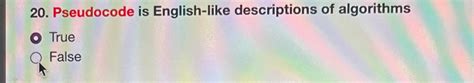 Solved Pseudocode Is English Like Descriptions Of