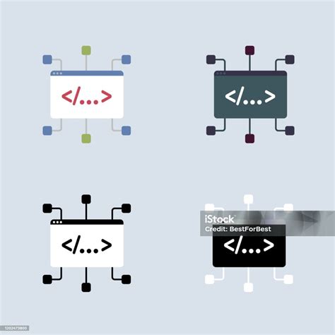 Programming Code Flat Vector Icon Set Isolated Coding And Programming