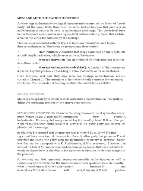 Message Authentication Functions Pdf Encryption Public Key