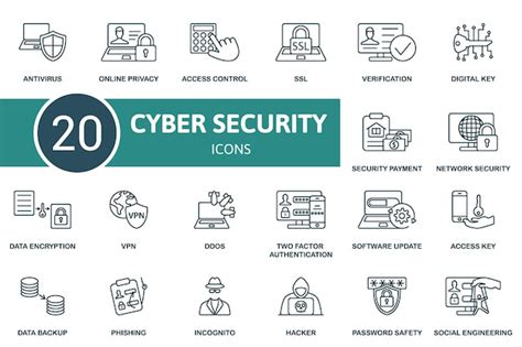 Premium Vector Cyber Security Thin Line Icon Set Antivirus Online Privacy