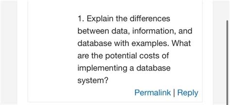 Solved 1 Explain The Differences Between Data Information