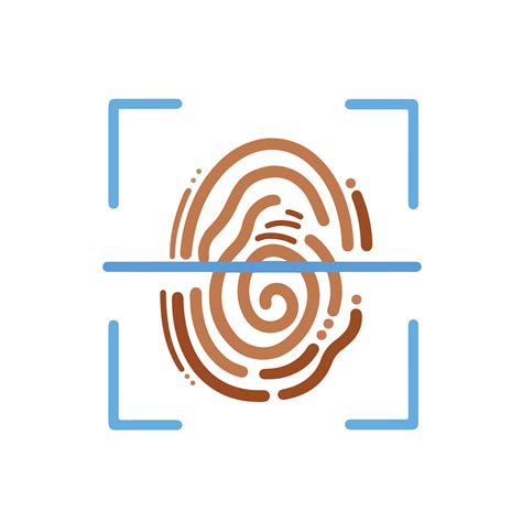 Fingerprint Scan Colored Vector Icon Illustration Isolated On Square White Background Simple