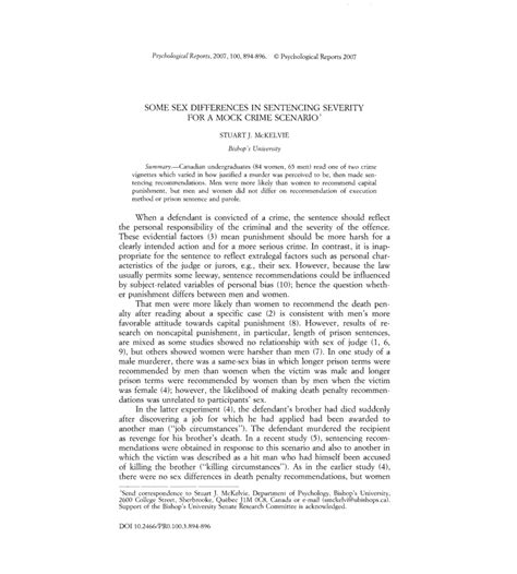 Pdf Some Sex Differences In Sentencing Severity For A Mock Crime Scenario