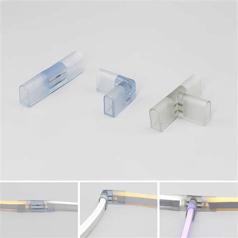 8x16mm 네온 라이트 스트립 커넥터 방수 유연한 라이트 바 220v 2 핀 I T L 타입 코너 조인트 Rgb Led 스트립