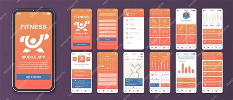 Premium Vector Fitness Mobile App Interface Screens Template Set