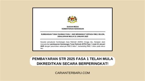 Str 2025 Fasa 1 Bayaran Mula Dikreditkan Berperingkat