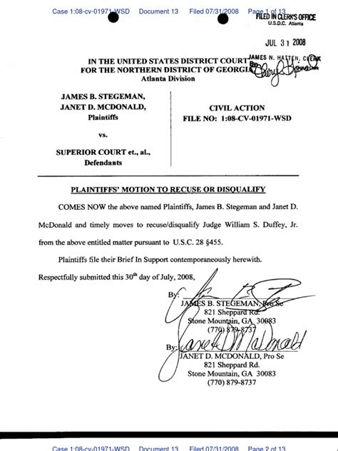 Plaintiffs Motion To Recuse Or Disqualify Judge Duffey Pro Se Legal