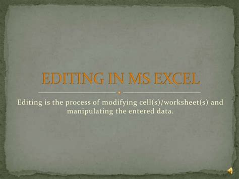 Editing In Ms Excel Pptx