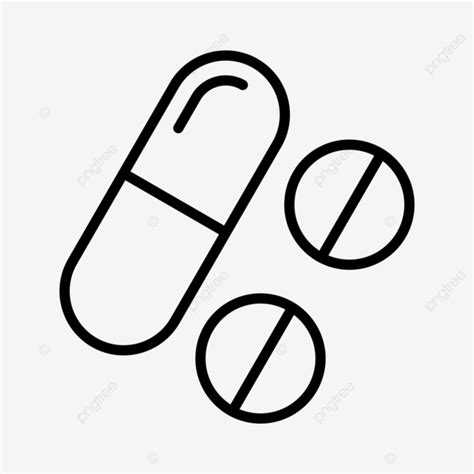 Pill Line Icon Vector Drug Medical Medication Png And Vector With