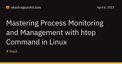 Mastering Process Monitoring And Management With Htop Command In Linux
