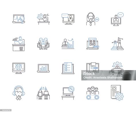 작업 관리 개요 아이콘 모음입니다 인력 관리 조직 감독 감독 계획 조정 벡터 및 일러스트레이션 개념 세트 스케줄링 전략 수립