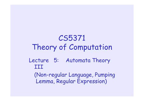 pumping lemma for regular set h1 ppt