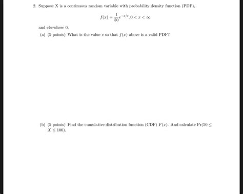 solved 2 suppose x is a continuous random variable with
