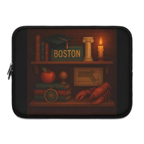 Dark Academia Laptop Sleeve Boston Bookshelf Design Moody Literary