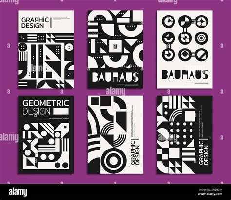 Monochrome Abstract Bauhaus Posters Geometric Pattern Vector Bold Minimalist Abstract Black