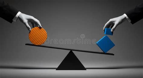 Balance Of Power Circle Vs Square On Scales Equilibrium Trade Off