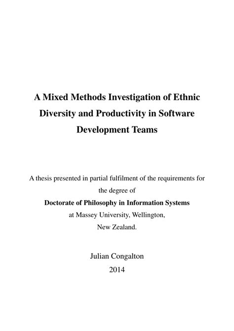 Pdf A Mixed Methods Investigation Of Ethnic Diversity And Productivity In Software Development