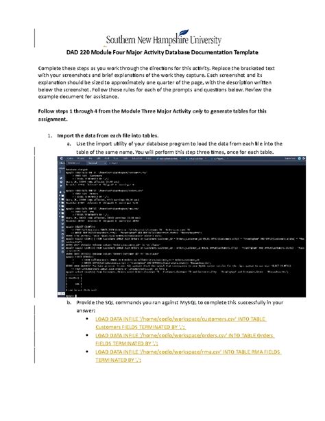 Dad 220 Module 6 1 Project One Dad 220 Database Documentation
