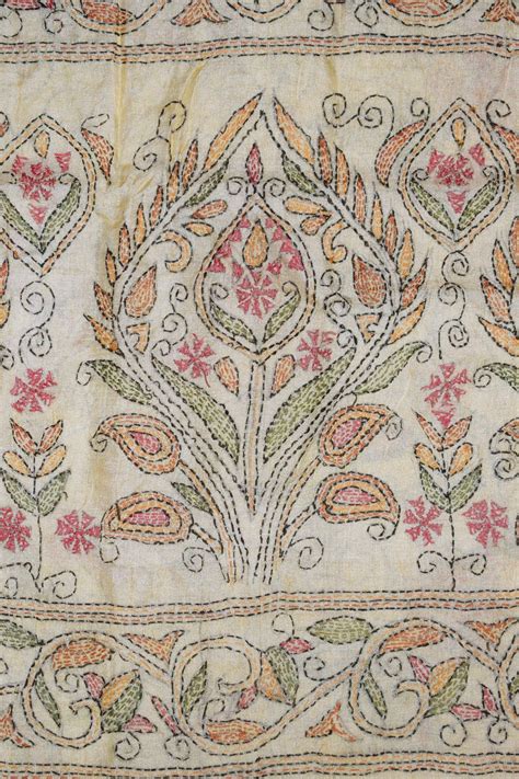 Antique Beautiful Vintage Indian Kantha West Bengal Saree 100 Pure