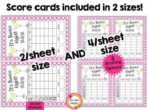Margarita Bunco Night Party Kit Scorecards Invitations Signs