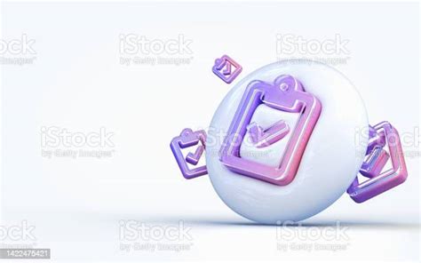 사실적인 3d 렌더링 클립 보드 확인 기호 흰색의 3d 렌더링 아이콘 3차원 형태에 대한 스톡 사진 및 기타 이미지 3차원 형태 개념 개념과 주제 Istock