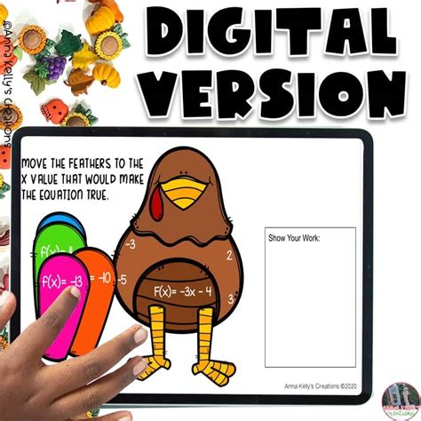 Linear Functions Evaluating And Solving Worksheet And Activity Thanksgiving Fall