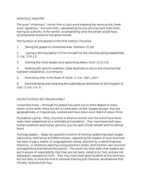 Relevance Of Apostolic Ministry Today Pdf