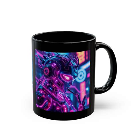 Mug Cyberpunk Tech Neon Design Retro Futuristic Coffee Cup Unique