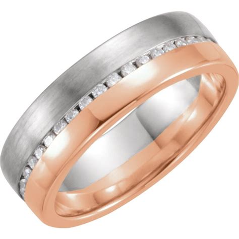 14k Rose And White Two Tone Gold Diamond 6mm Bridal Wedding Engagement
