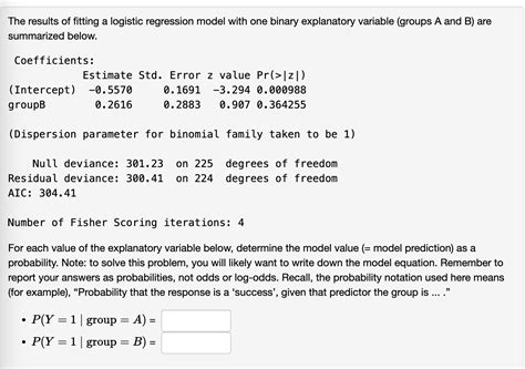 Solved The Results Of Fitting A Logistic Regression Model