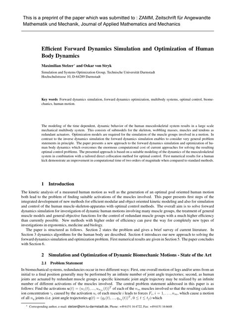 Pdf Efficient Forward Dynamics Simulation And Optimization Of Human
