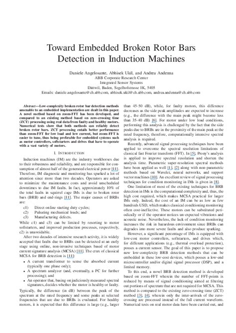 Pdf Toward Embedded Broken Rotor Bars Detection In Induction Machines