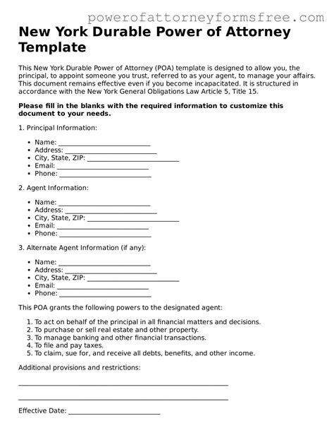 Blank New York Durable Power Of Attorney Pdf Template • Free Power Of