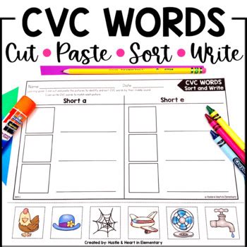 CVC Words Sort And Write CVC Words Activities Cut And Paste TpT