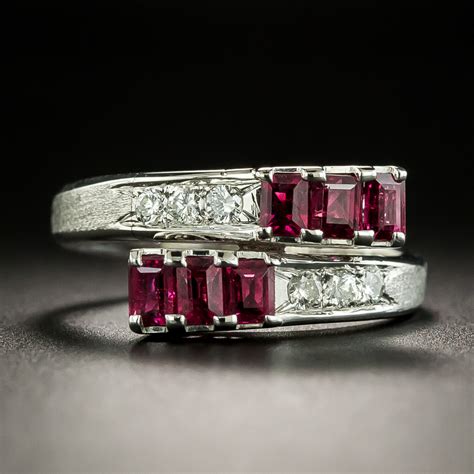 Estate Ruby And Diamond Bypass Ring