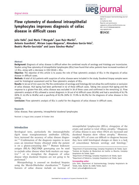 Pdf Flow Cytometry Of Duodenal Intraepithelial Lymphocytes Improves Diagnosis Of Celiac