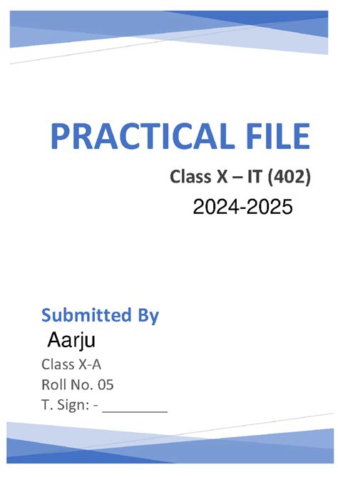 Practical File Practical File Class X It 402 2020 2021