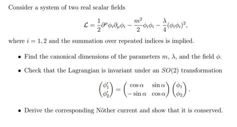 solved consider a system of two real scalar fields
