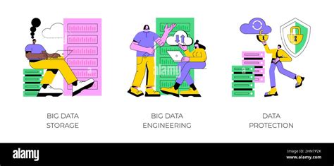 Database Security Abstract Concept Vector Illustration Set Big Data Storage Big Data