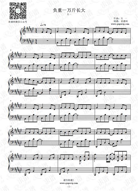 负重一万斤长大太一钢琴谱求谱网