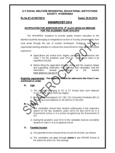 Pdf 5th Class Notification Dokumentips