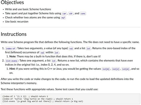 Solved Write And Use Basic Scheme Functions Take Apart And Put